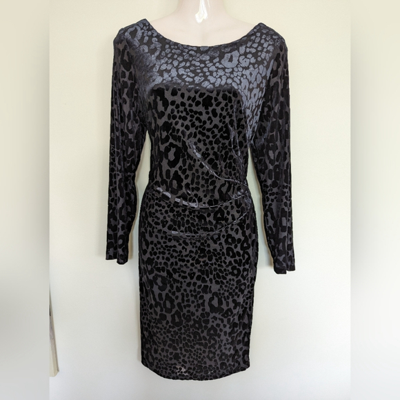 MARINA | Dresses | Marina Leopard Print Velvet Burnout Dress 2 | Poshmark